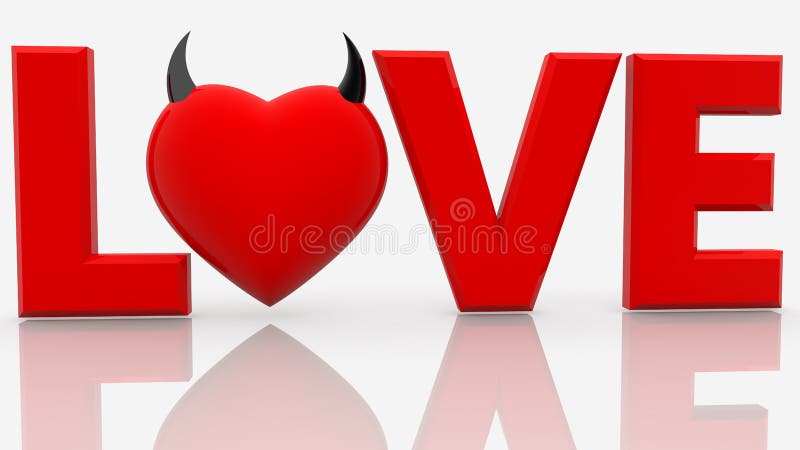 I Love Devil. Symbol of Heart and Demon with Horns. Red Satan Stock ...