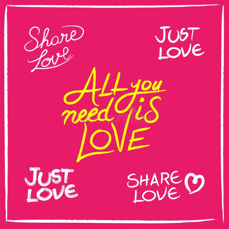Love Concept Handwritten Lettering Quotes Set Stock Illustrations 479