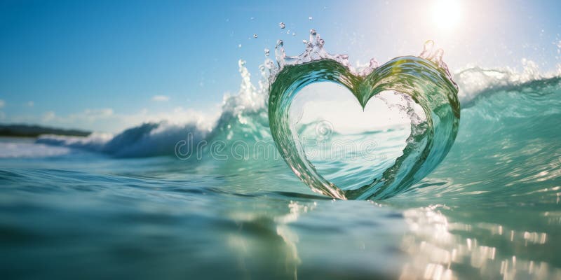 Love Concept. Heart Shape Created by Two Ocean Waves. Stock Photo ...