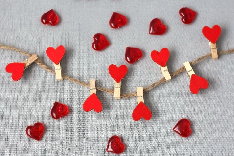 Two Hearts on a String As a Symbol of Love Stock Image - Image of ...