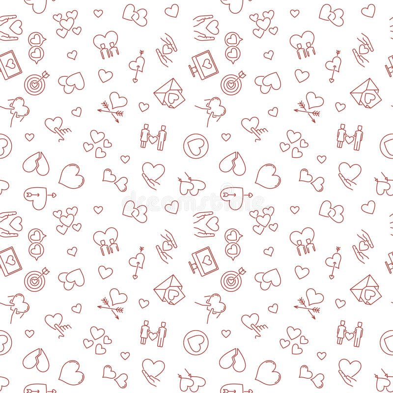 Love Concept Linear Seamless Background. Vector Pattern Stock Vector - Illustration of abstract ...