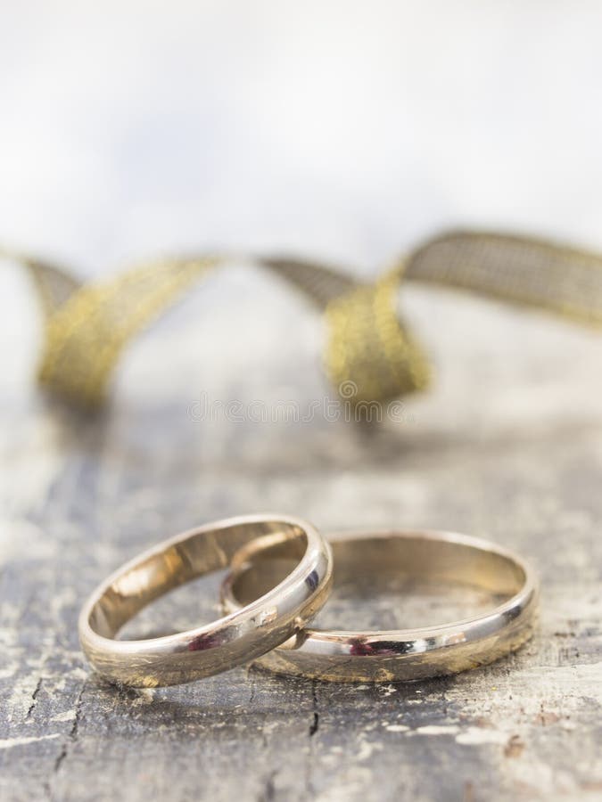 Gold Wedding Rings in the Elegant Arrangement Stock Photo - Image of ...