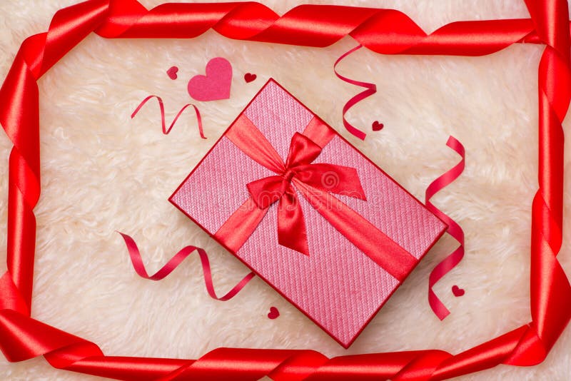Love Concept. Top View of Red Gift Boxes with Bow. Stock Image - Image ...