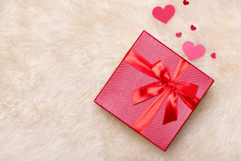 Love Concept. Top View of Red Gift Boxes with Bow. Stock Image - Image ...