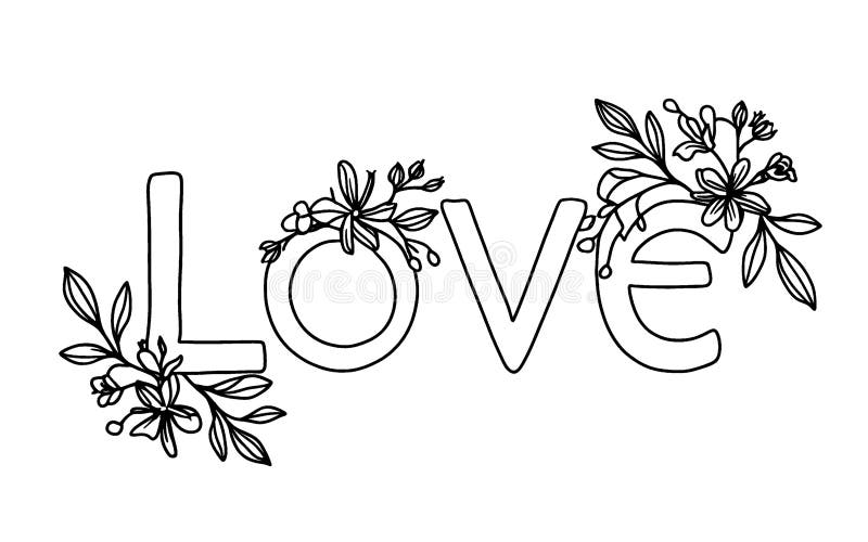 LOVE. Continuous Lines Cursive Script Love Text Stock Illustration ...