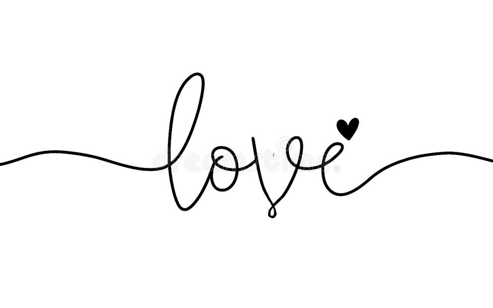 LOVE. Continuous Lines Cursive Script Love Text Stock Illustration ...