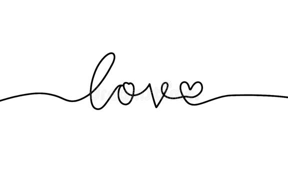 LOVE. Continuous Lines Cursive Script Love Text Stock Illustration ...