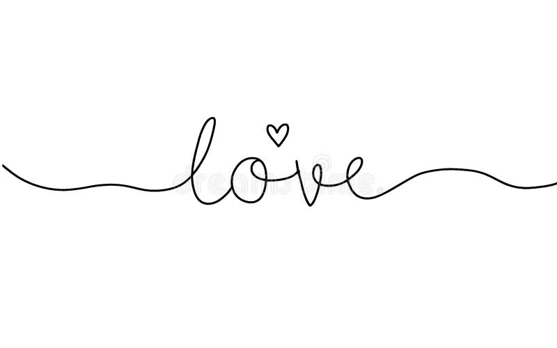 LOVE. Continuous Lines Cursive Script Love Text Stock Illustration ...
