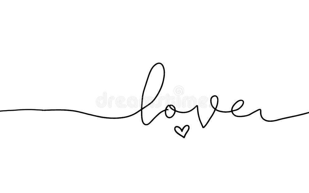 LOVE. Continuous Lines Cursive Script Love Text Stock Illustration ...