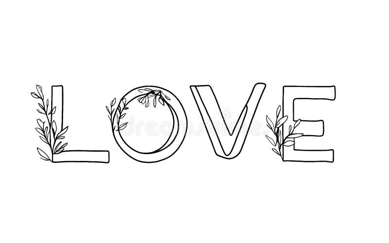 LOVE. Continuous Lines Cursive Script Love Text Stock Illustration ...