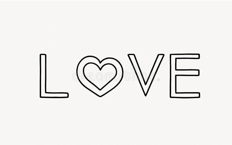 LOVE. Continuous Lines Cursive Script Love Text Stock Illustration ...