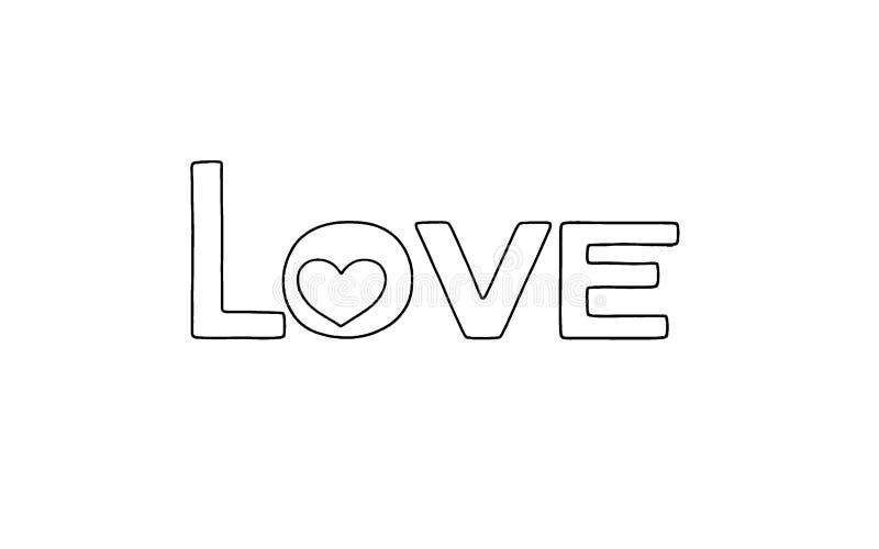 LOVE. Continuous Lines Cursive Script Love Text Stock Illustration ...