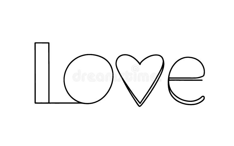 LOVE. Continuous Lines Cursive Script Love Text Stock Illustration ...