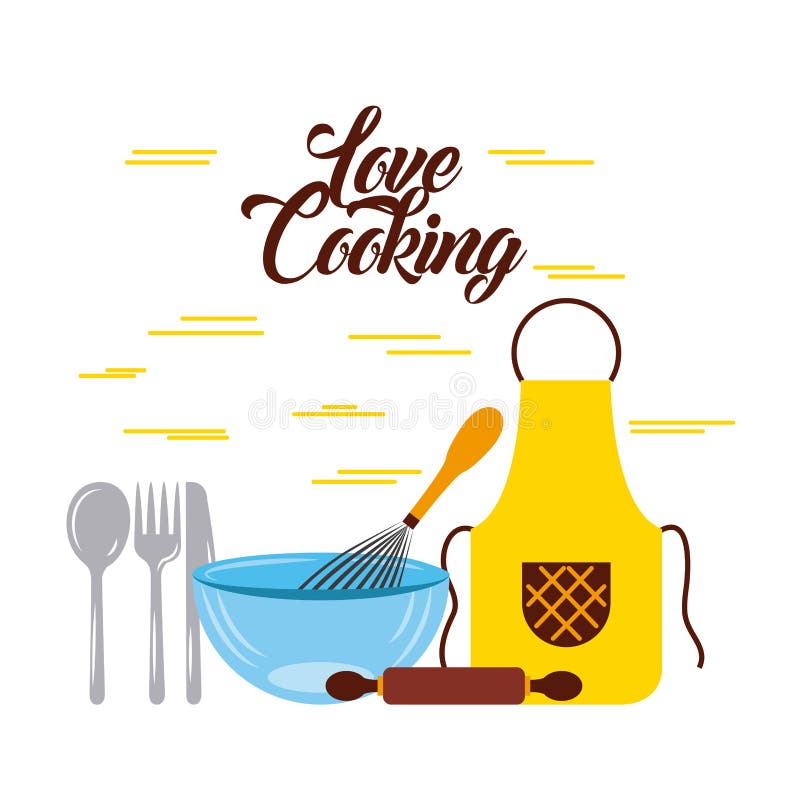 Love cooking flat stock vector. Illustration of design - 94498386