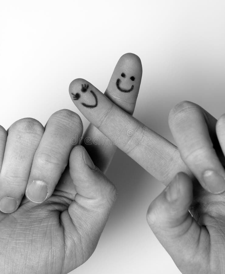 Happy Couple Hug Concept, Painted at Fingers Stock Photo - Image of ...