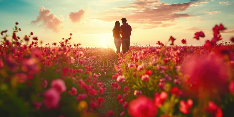 Love Couple in Beautiful Nature Scene of Pragma Stock Illustration ...