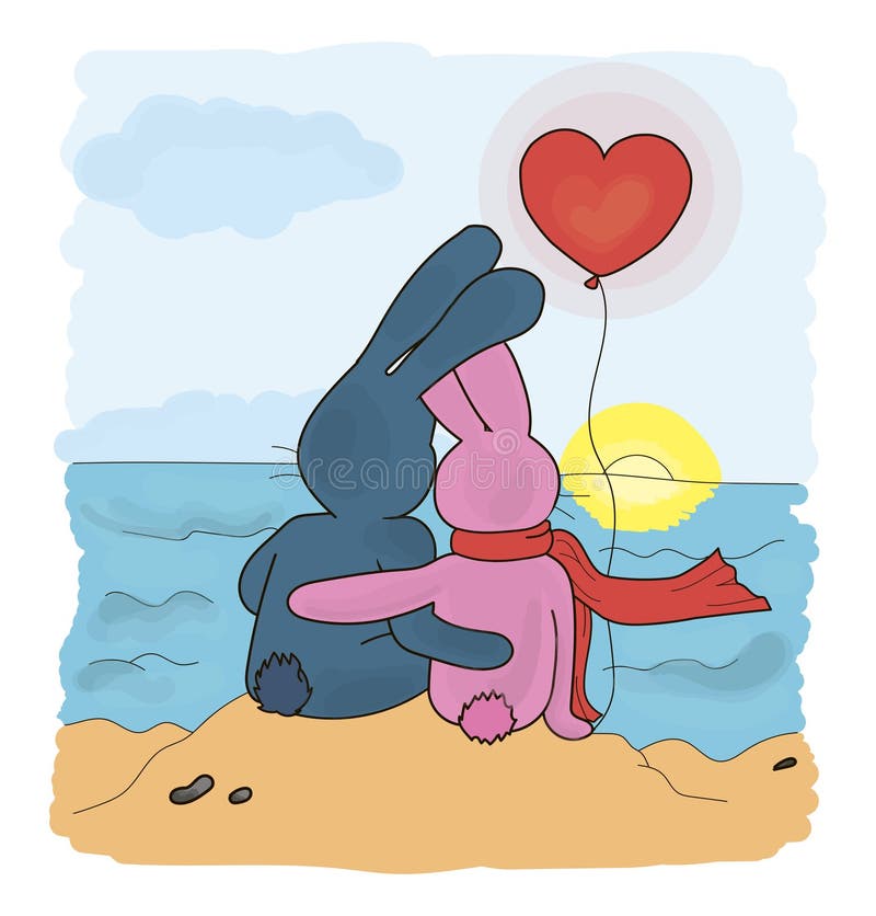 Love Couple Bunnies Vector Illustration Stock Vector - Illustration of ...
