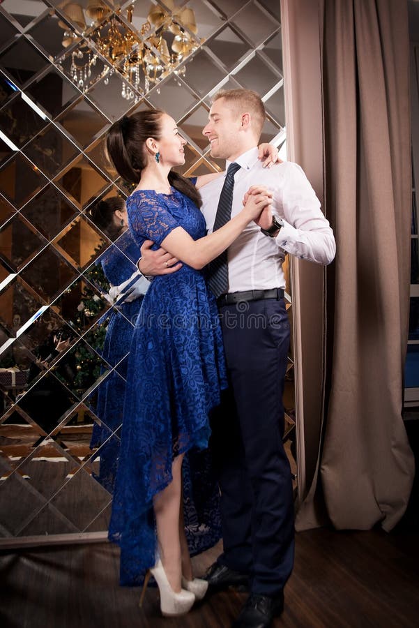 Love Couple Dancing. Happy Romantic Relationship. Luxury Interior Stock ...