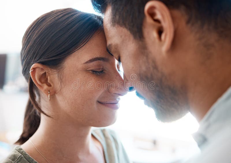 Love, Couple and Happy in Home with Connection for Bonding, Trust and ...