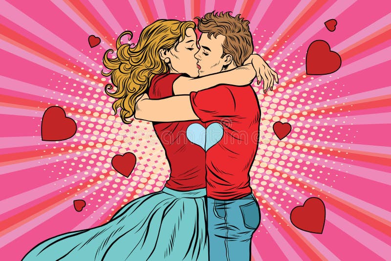 Pop Art Kissing Couple Love Pop Art Illustration Of Kissing Couple
