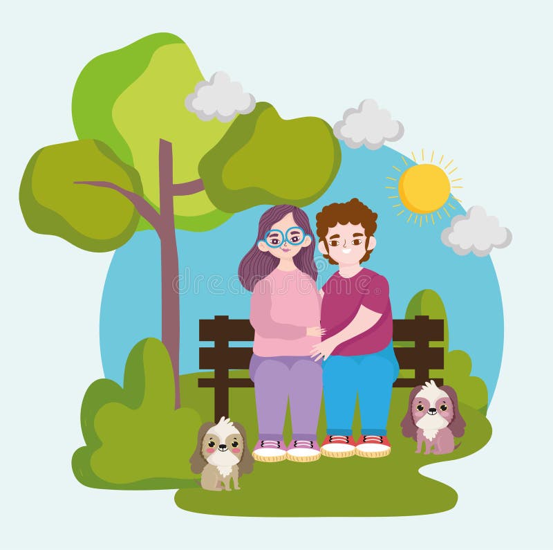 Love couple outside park stock vector. Illustration of outdoor - 224112737