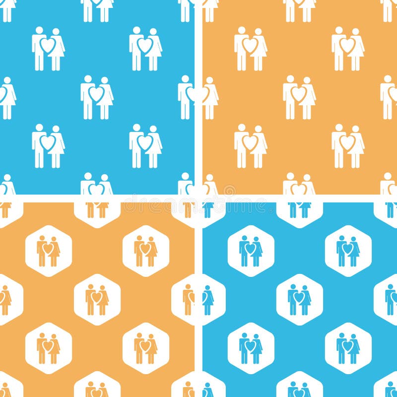 Love Couple Pattern Set, Colored Stock Vector - Illustration of romance ...
