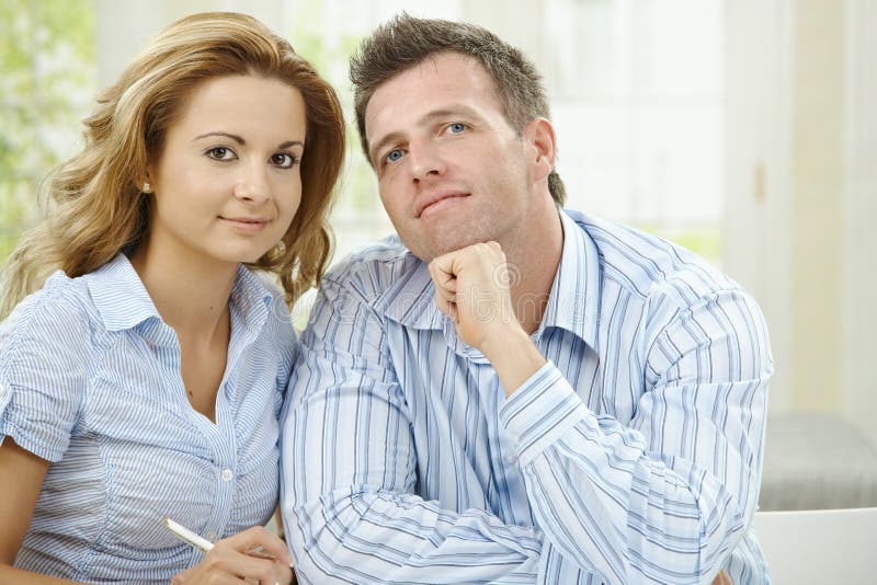Love couple thinking stock image. Image of female, good - 12447807