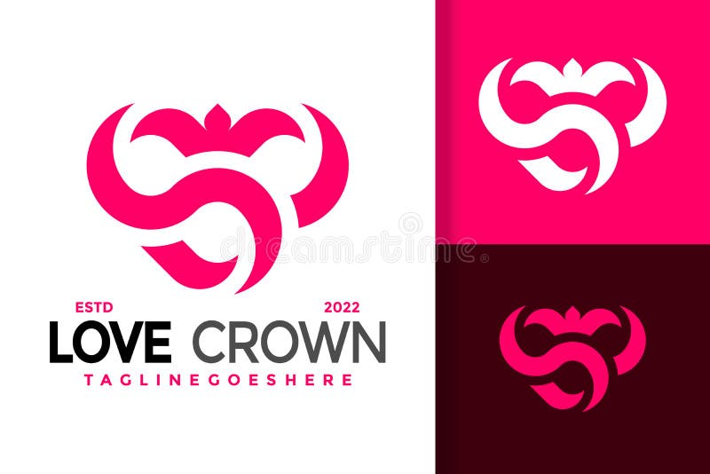 Love Crown Logo Design Vector Illustration Template Stock Vector ...
