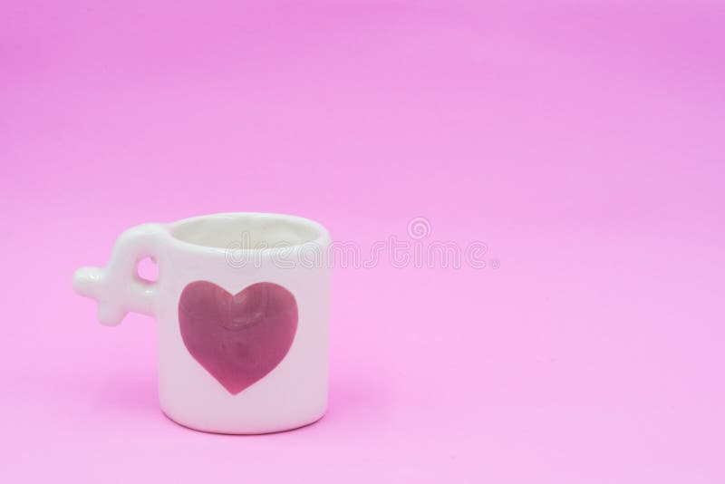 Love Cup On Pink Background, Pink Heart On Cup. Stock Image - Image of ...
