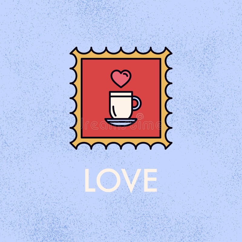 Love Cup Postal Stamp stock vector. Illustration of beverage - 271363247