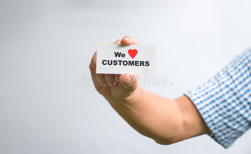 We Love Customers, Text on White Business Card Stock Image - Image of ...