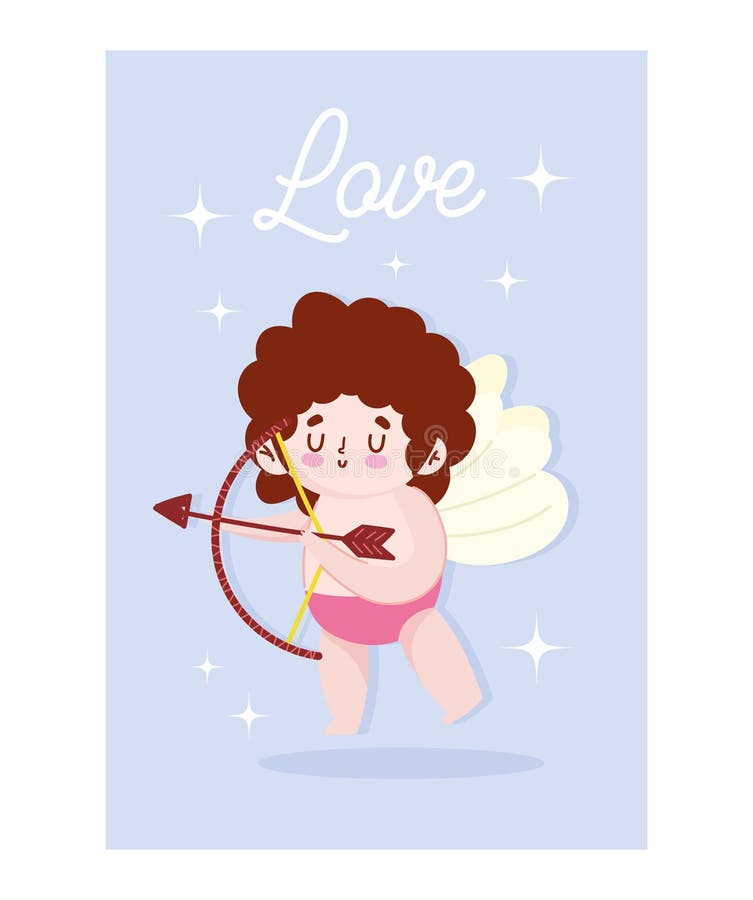 Love Cute Cupid with Arrow and Bow Romantic Cartoon Stock Vector ...
