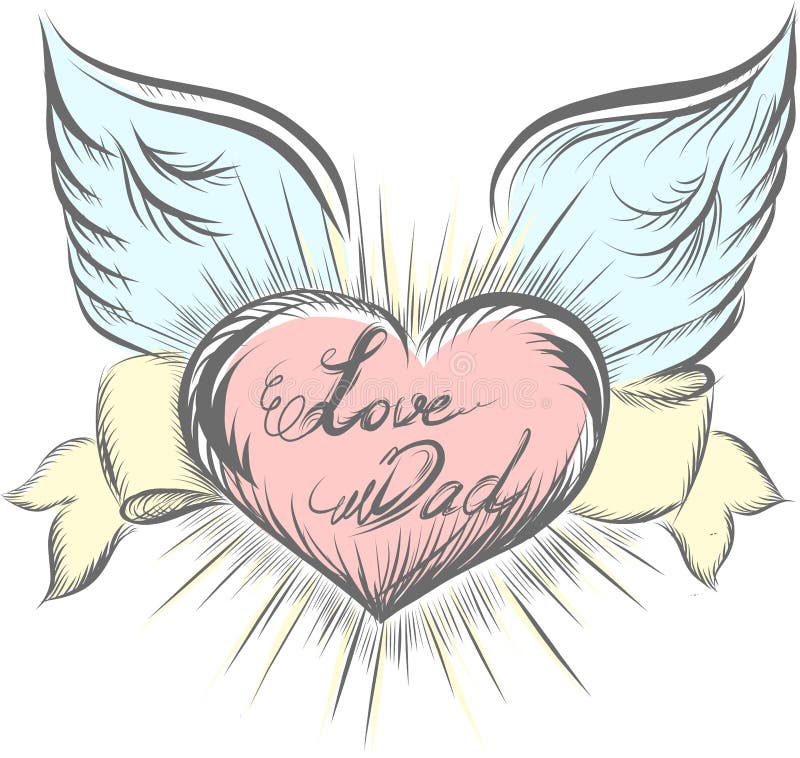 Love Dad Heart for Father S Day Stock Illustration - Illustration of ...