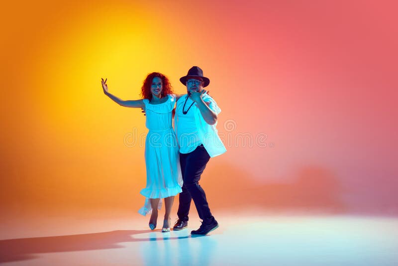 Love for Dance. Salsa Dancers during Spirited Practice, Refining ...