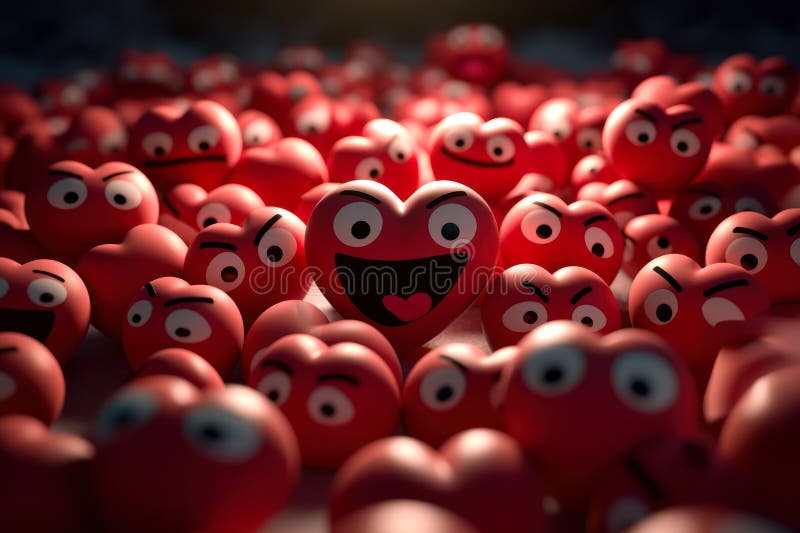 Love Day a Many of Red Hearts with Smiles Generative Ai Stock ...