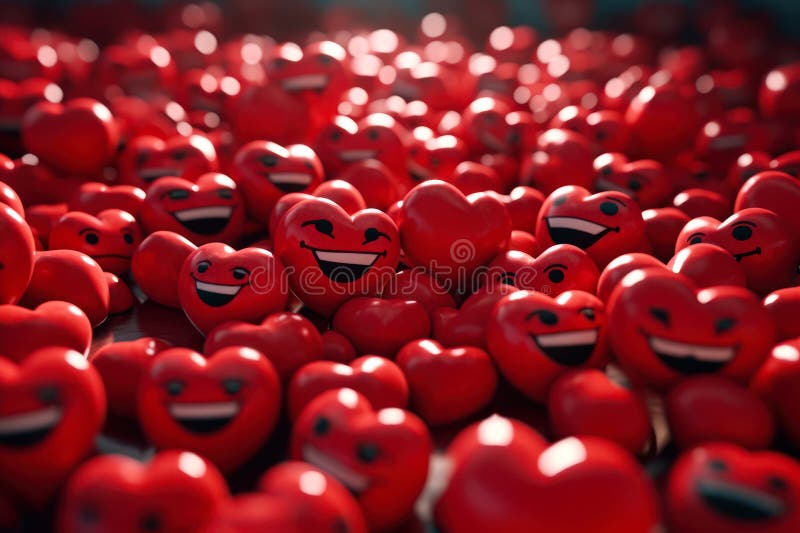 Love Day a Many of Red Hearts with Smiles Generative Ai Stock ...