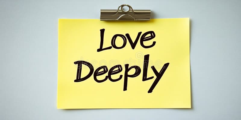 Love Deeply Handwritten Message on Yellow Sticky Note, Ideal for Themes ...