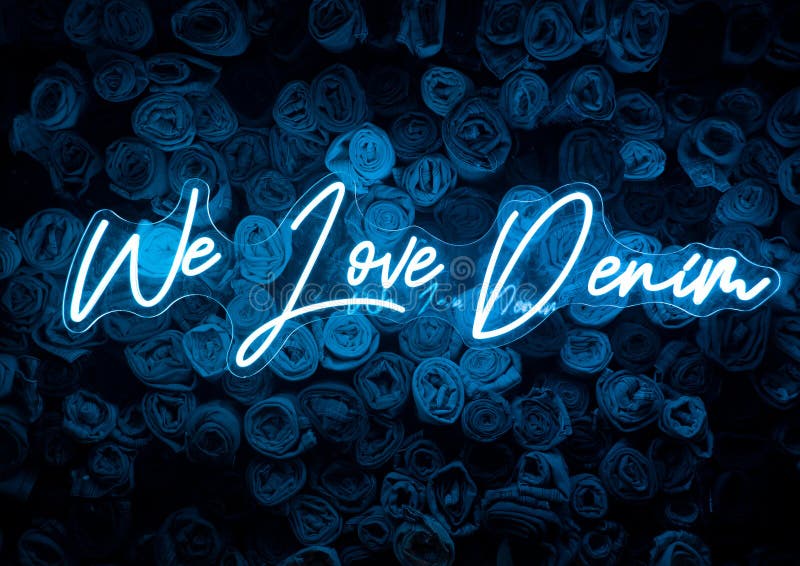 We Love Denim neon sign stock illustration. Illustration of wall ...