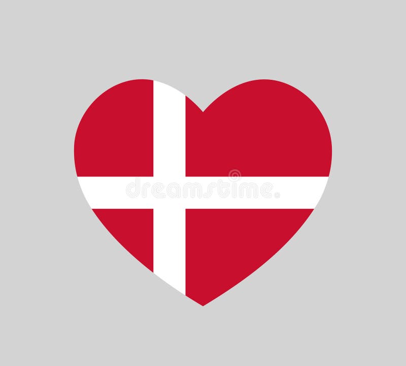 Love Denmark Symbol, Danish Flag Heart Icon, Vector Illustration Stock ...