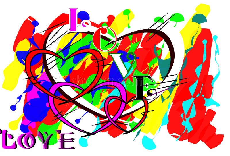 Love design style brush stock illustration. Illustration of color ...
