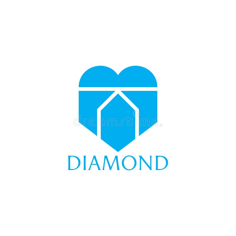 Love Diamond Blue Simple Geometric Jewel Logo Vector Stock Vector ...