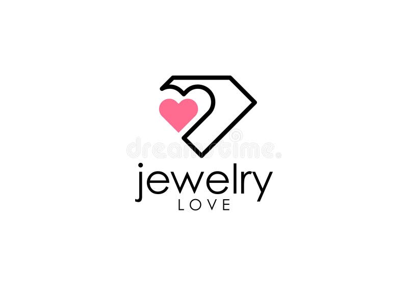 Love Diamond Jewelry Logo Design Concept Stock Vector - Illustration of ...