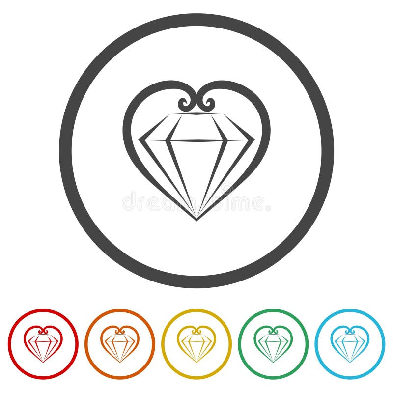 Love Diamond Logo. Set Icons in Color Circle Buttons Stock Vector ...