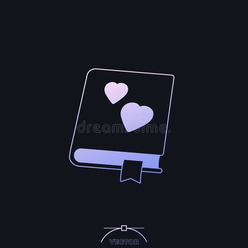 Love Diary Icon with a Gradient Stock Vector - Illustration of outline ...