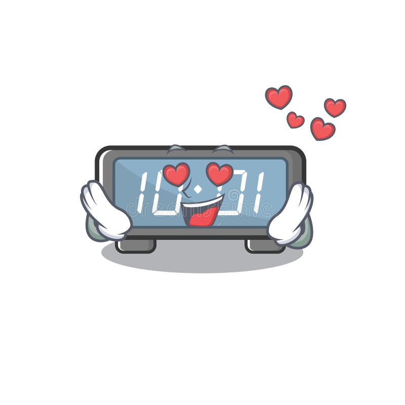 In Love Digital Clock Cartoon in Character Shape Stock Vector ...