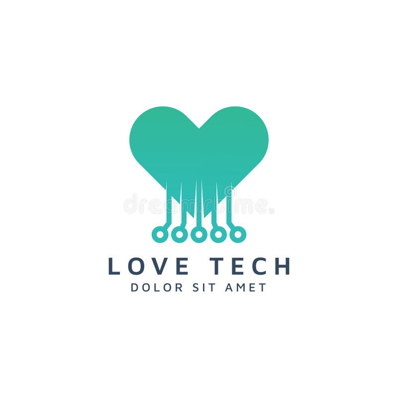 Love Digital Negative Space Logo Design Stock Vector - Illustration of ...