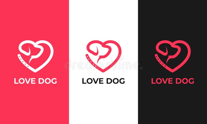 Love Dog, Design for Pet Lovers. Love Heart with Dog Face Vector ...