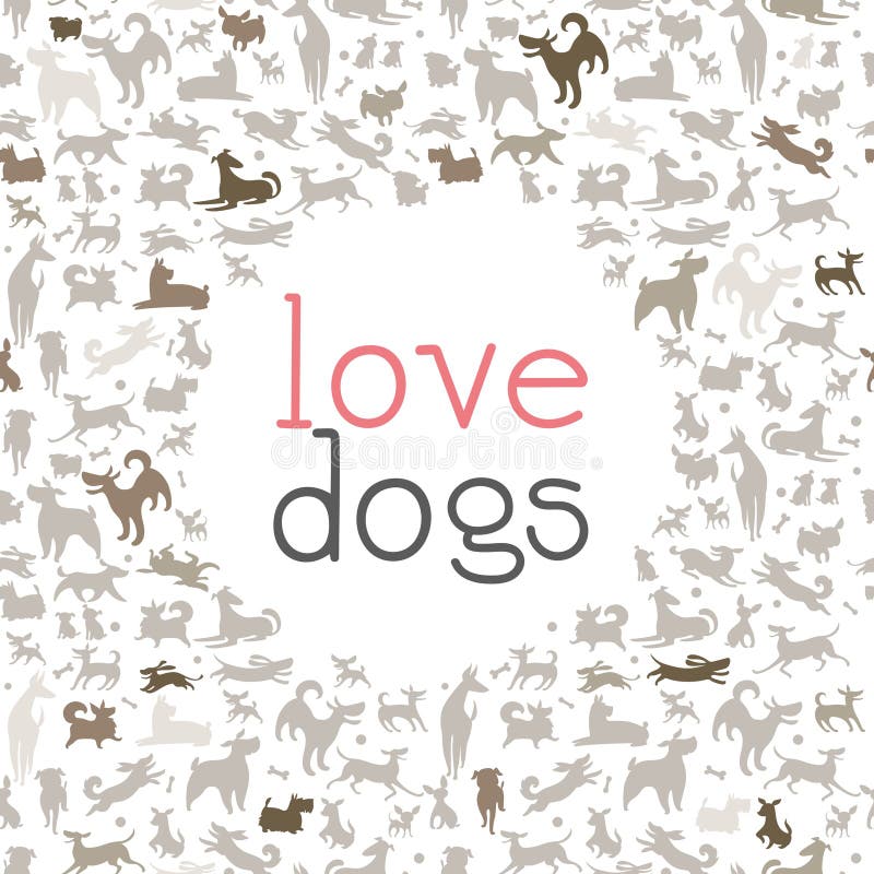 Love for Dogs Vector Background, Different Dog Breeds Stock Vector ...