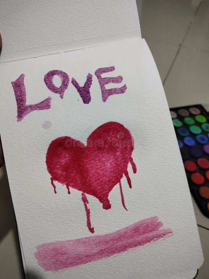 Love drawn with watercolor stock photo. Image of heart - 282271484