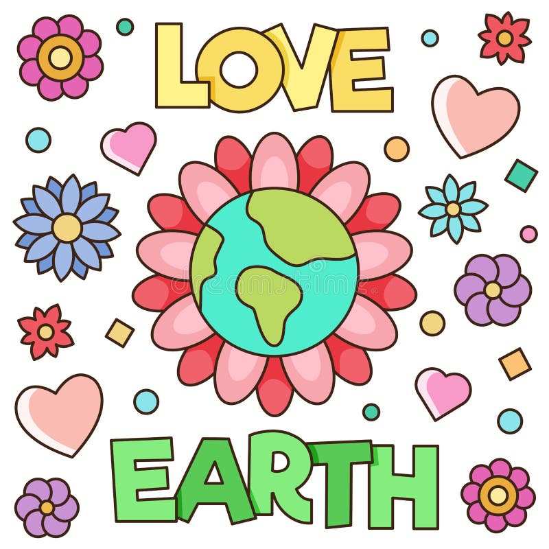 Love Earth Bright Poster With Planet Illustration Stock Vector ...